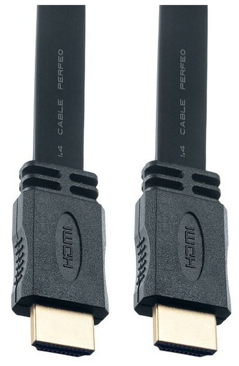 Кабель HDMI-HDMI ver:1.4, 1m, черный, плоский Perfeo H1301-test