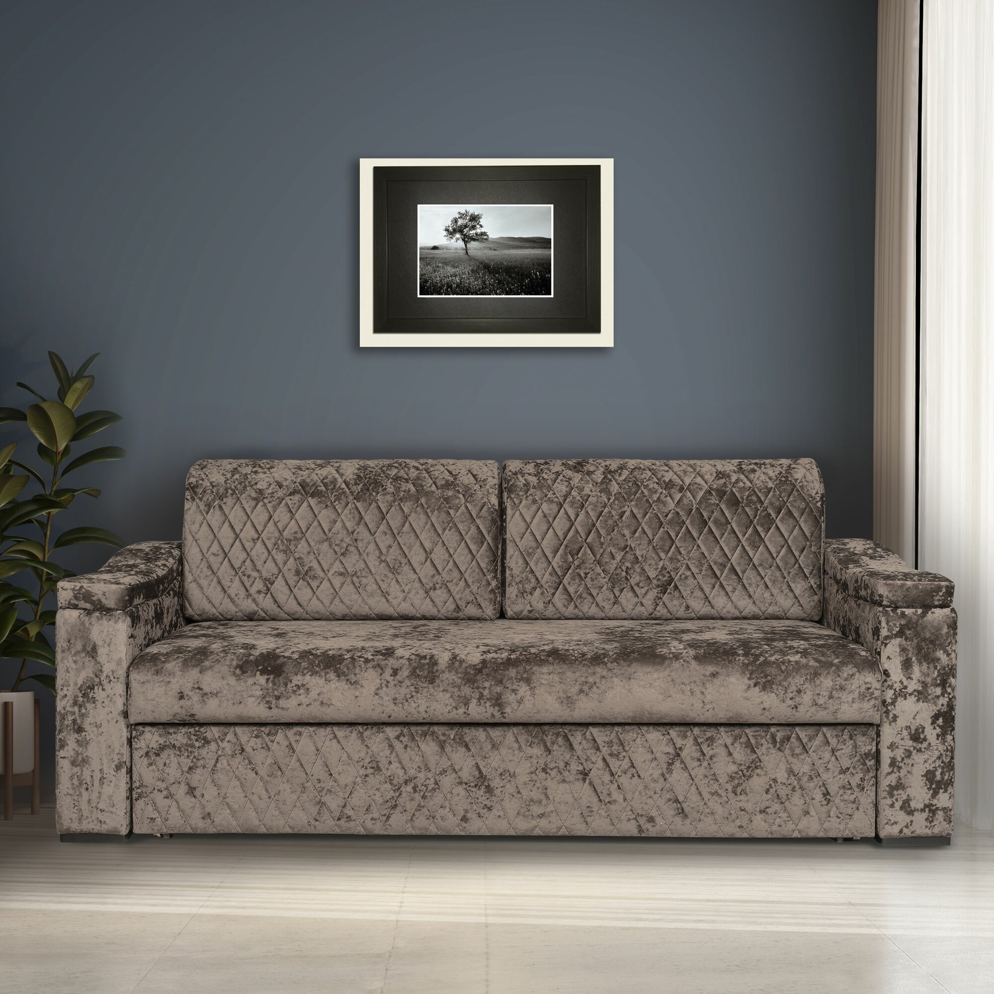 Прямой диван-кровать денвер-marlen шоколад с большим пространством для сна, ворсовый микровелюр