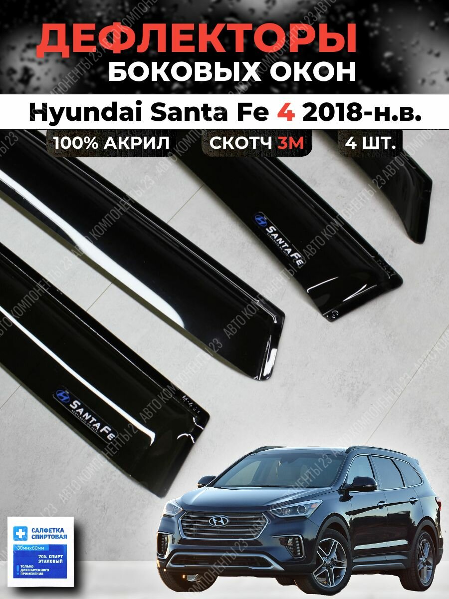 Дефлекторы окон Хендай санта фе 4 TM 2018-2022 / Ветровики Hyundai Santa Fe