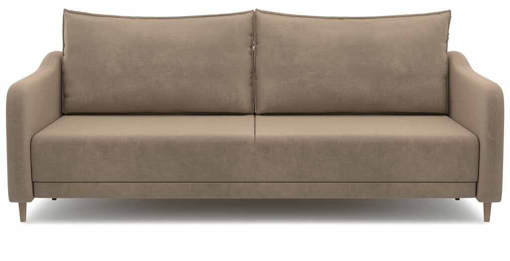 Прямой диван-кровать, раскладной PUSHE, Бьёрг, велюр, бежевый Noel ivory