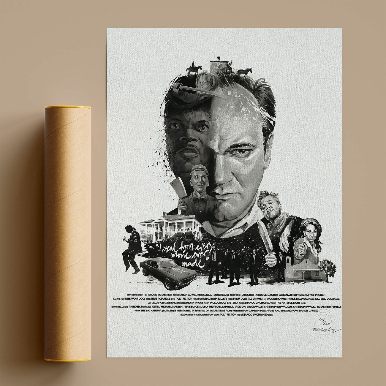 Постер Тарантино 30х40 см без рамы/ Тарантино, постер к фильмам для интерьера, в подарок