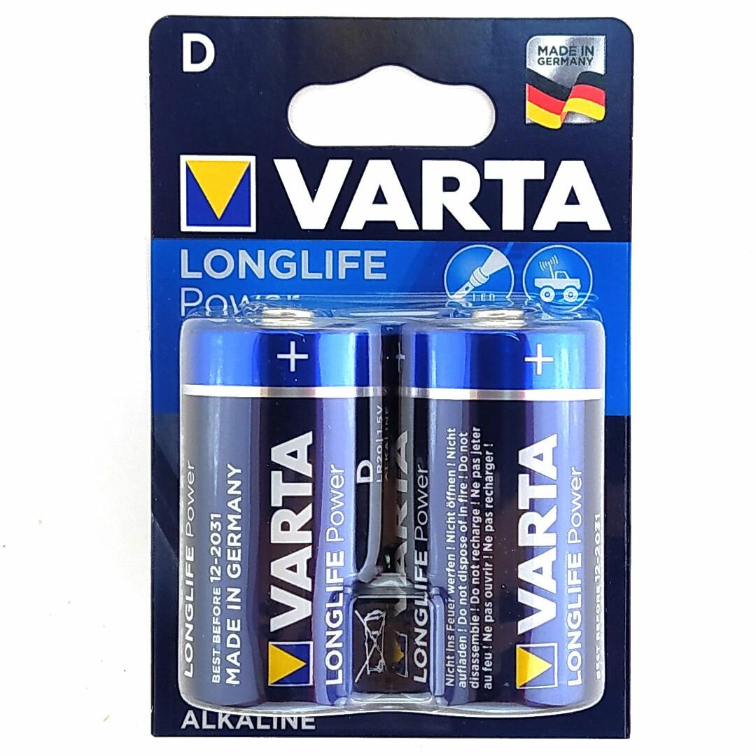 Батарейка (6шт) VARTA LR20 (D) LongLife Power 1.5В щелочная (алкалиновая)(бл2)
