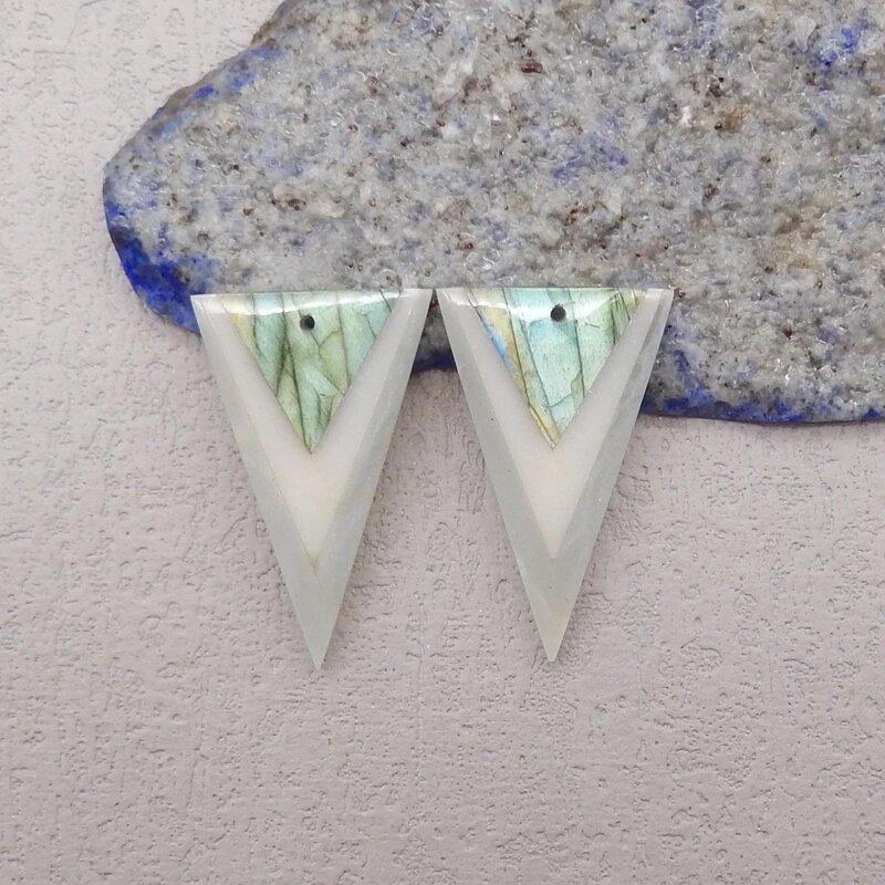 Ювелирные бусины из белого нефрита, амазонита и боулдер опала B&F 30x20x4 мм CK