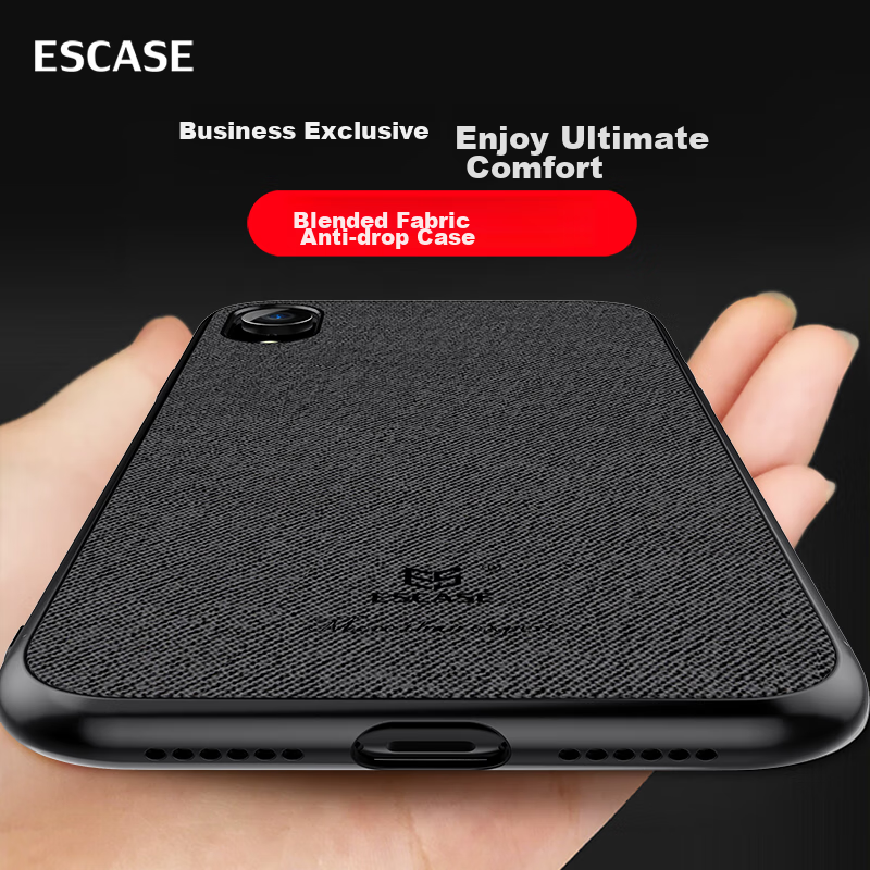 ESCASE IPhone XR Phone Case, Apple XR Phone Cover, XR Protective Case, Creative Full-Edge Anti-Drop Leather Back Cover, ES-19 Deep Black