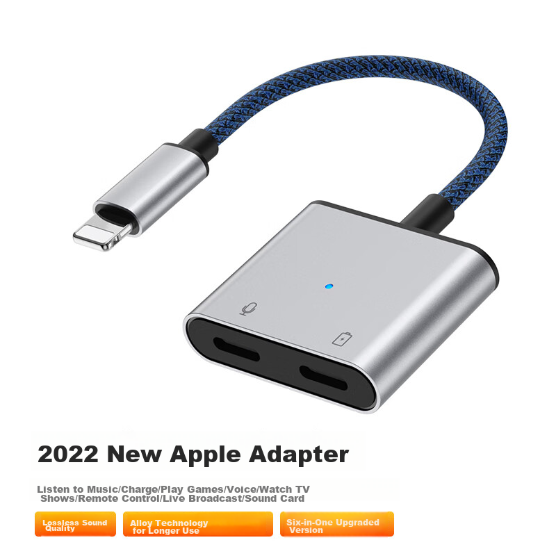 Deyu, Apple 14 Earphone Adapter Two-In Charging And Music Listening, IPhone 11 12 Pro Max 13 XS X Dual Lightning Audio Converter Splitter for Gaming PUBG Voice Calls