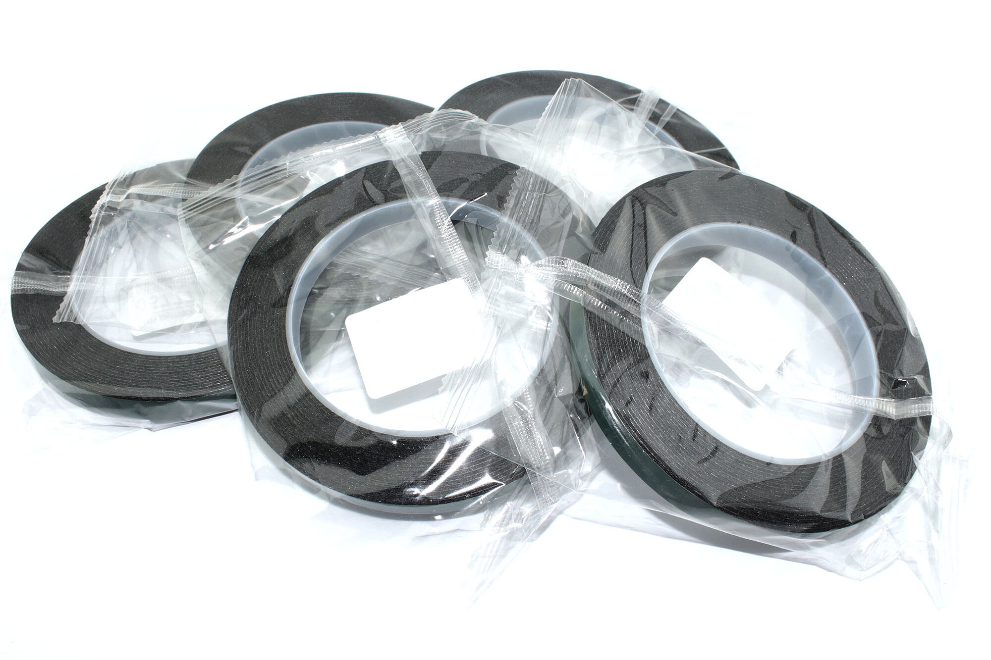 Скотч двусторонний черный вспененный с зеленой защитной лентой толщина 1мм ширина 10мм 5м 5 шт