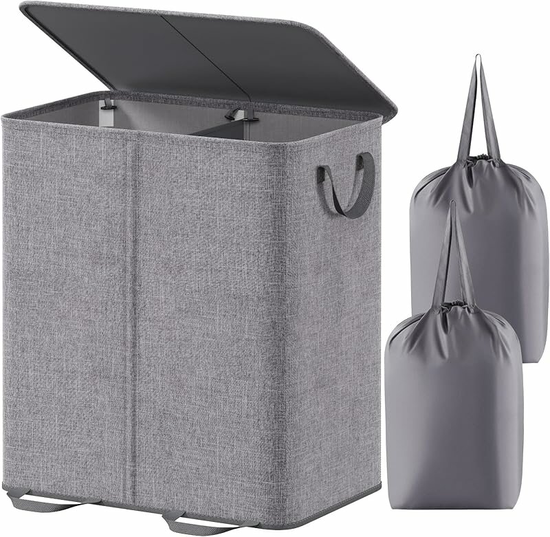 Двойной корзина для белья с крышкой