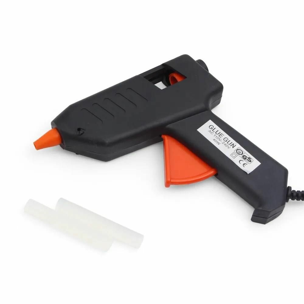 Термопистолет айрис большой, 40 Вт, 2 клеевых стержня 7 см диаметром 11,2 мм