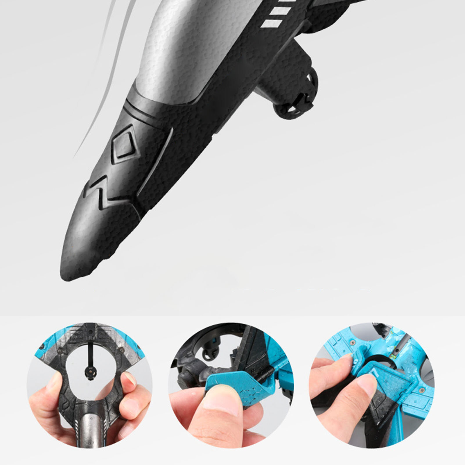 2,4 ГГц детский радиоуправляемый планер модель светодиодный свет стабильный полет игрушка самолет с дистанционным управлением с пропеллером синий 2 батарейки