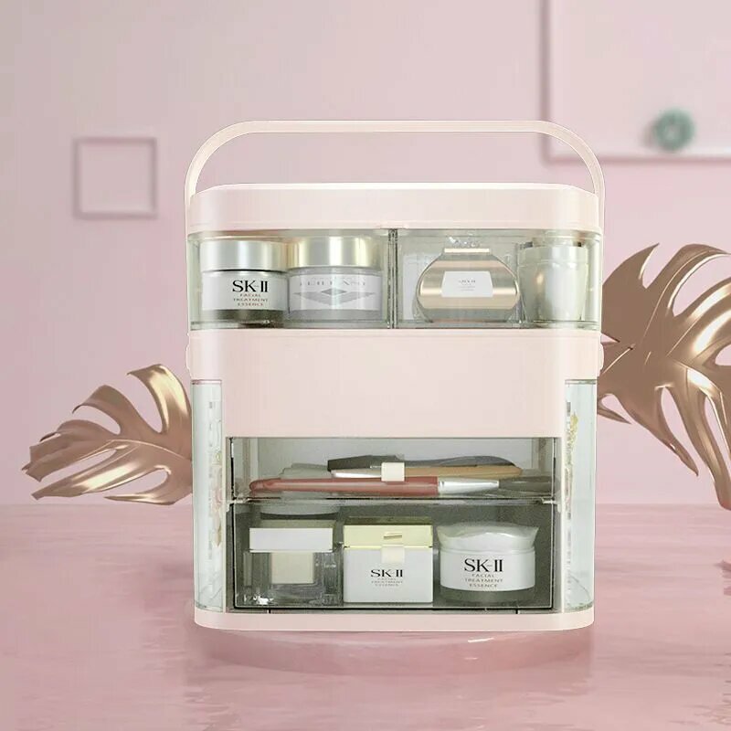 Контейнер для косметики SK-II, прозрачный, многоярусный, с ручкой, для дома и ванной