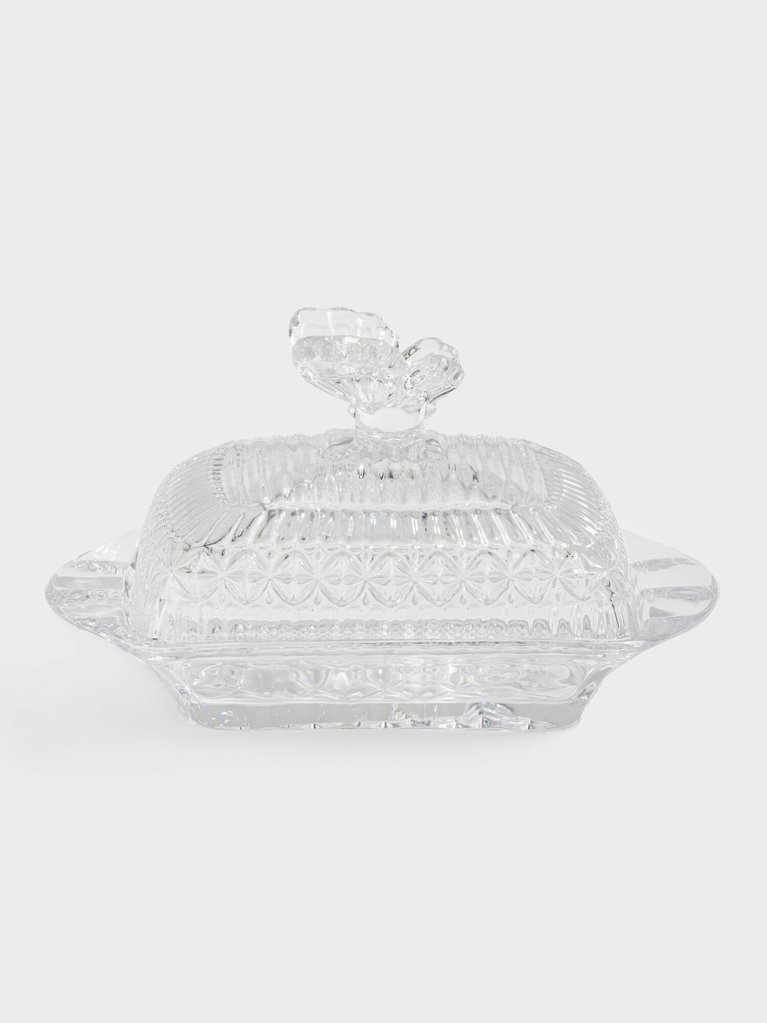 Масленка Kuchenland, 17х10 см, стекло Р, Бабочка, Butterfly, прозрачная