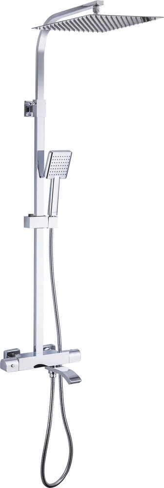 Душевая стойка Gappo G07 G2407-40 со смесителем, термостатическим, хром, глянцевая, с тропическим душем, с изливом, с лейкой, душевая система, латунная