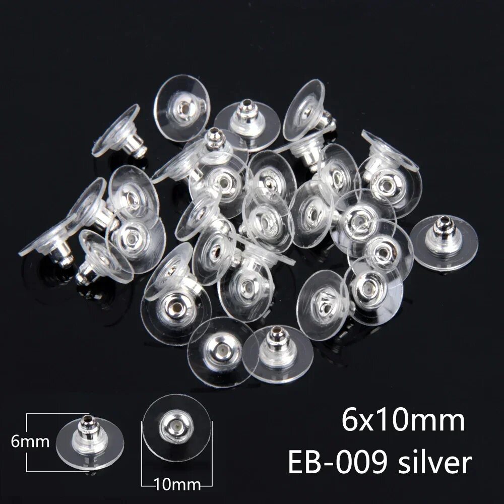 Силиконовые заглушки для сережек XHN Серебряный, -200pcs, EB-009-Silver