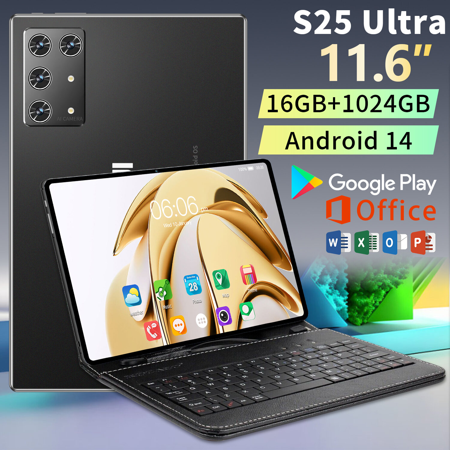 Игровой планшет S25 12 Series, 11.6", 12 ядер, 1024ГБ, 16ГБ, чёрный