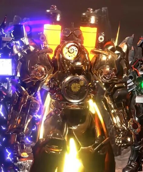 Фигурок Конструктора, скибиди туалет(Skibidi Toilet)/ совместимы с легo конструкторами /Wilderness Golden Clock Emperor 33см,758PCS, пакет/NS947