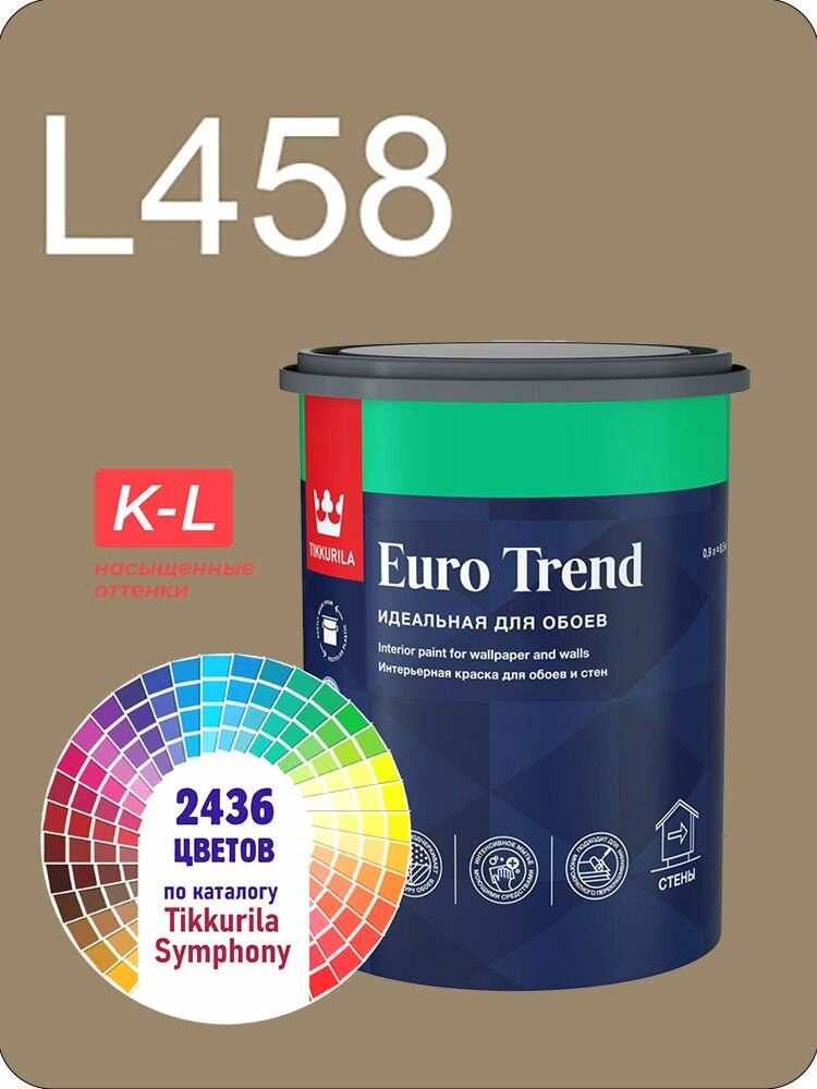Краска для обоев Tikkurila Euro Trend 0,9л. насыщенные оттенки L458
