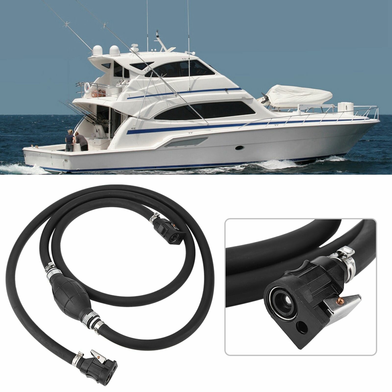 Топливный газовый шланг лодочного мотора диаметром 3/8 дюйма в сборе с соединительной лампочкой для Yum Marine