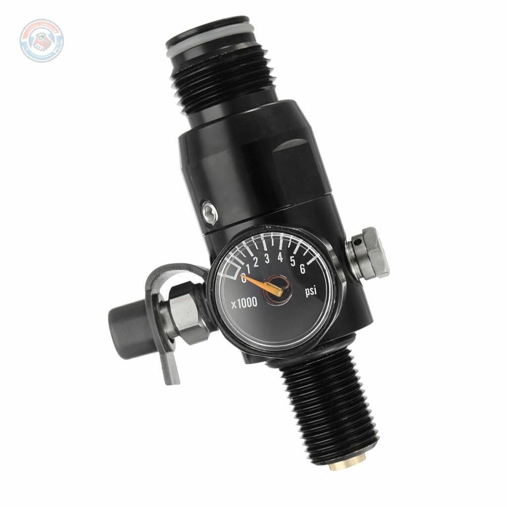 Регулятор давления для HPA баллона 4500 psi с манометром и выходом 1800 psi стандарт 5/8-18UNF премиум латунь нержавейка черный анодированный алюминий