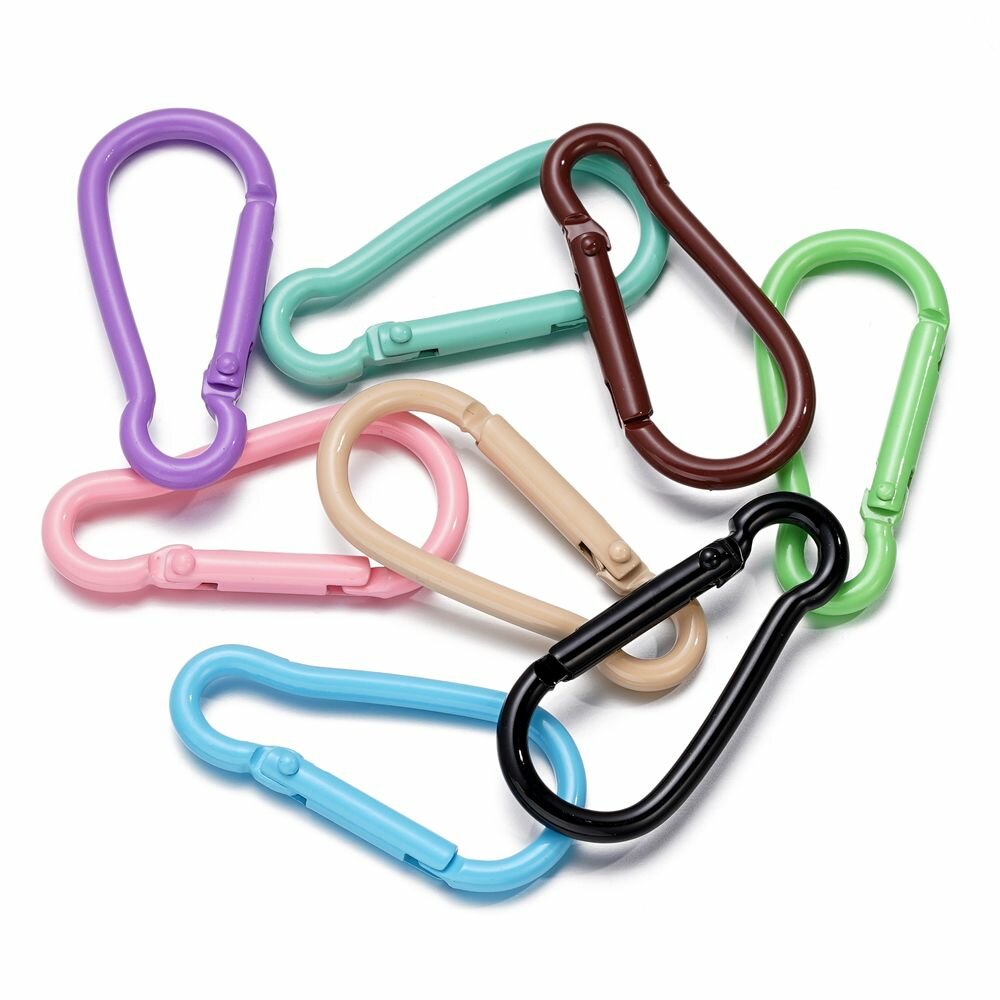 Карабин застежка для сумок и походного снаряжения, алюминиевые карабины 48,5х22,5 мм, комплект 5 шт, универсальная фурнитура для ключей, брелков, ремней и аксессуаров