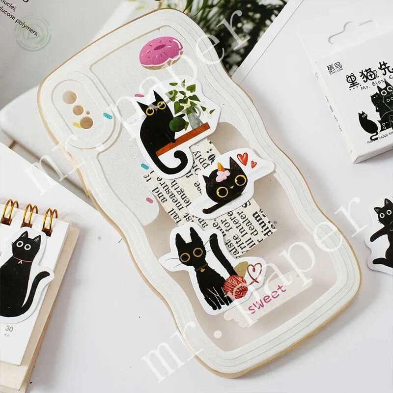 Набор наклеек, Mr.paper, 46 листа/коробка, Тема черного кота, бумага васи, декоративный альбом для вырезок FD44922455