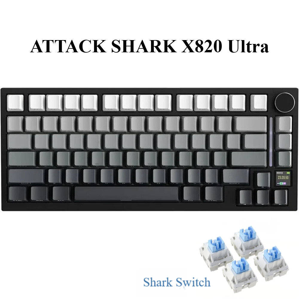 ATTACK SHARK X820 Ultra Беспроводная механическая клавиатура с интеллектуальным TFT-дисплеем и ручкой (Shark Switch)