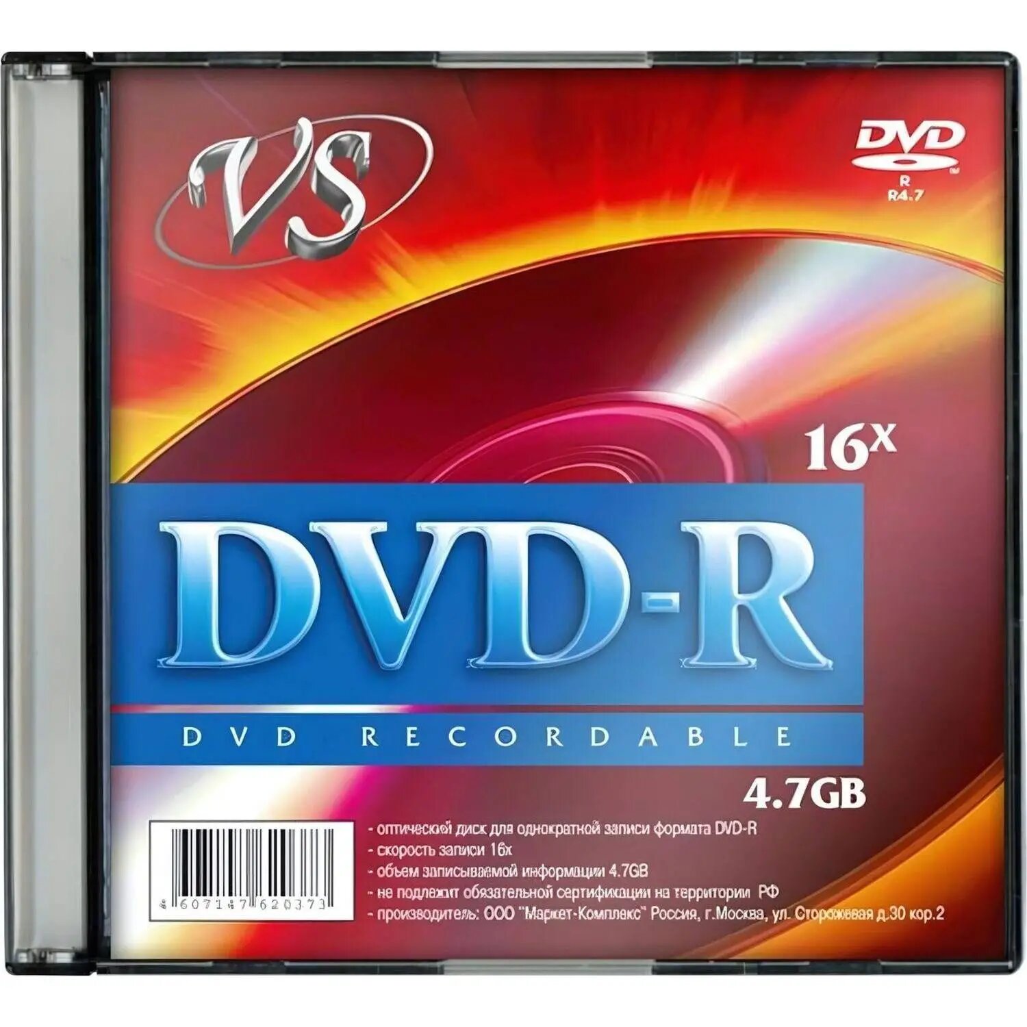 Носители информации DVD-R, 16x, VS, Slim/5, VSDVDRSL501