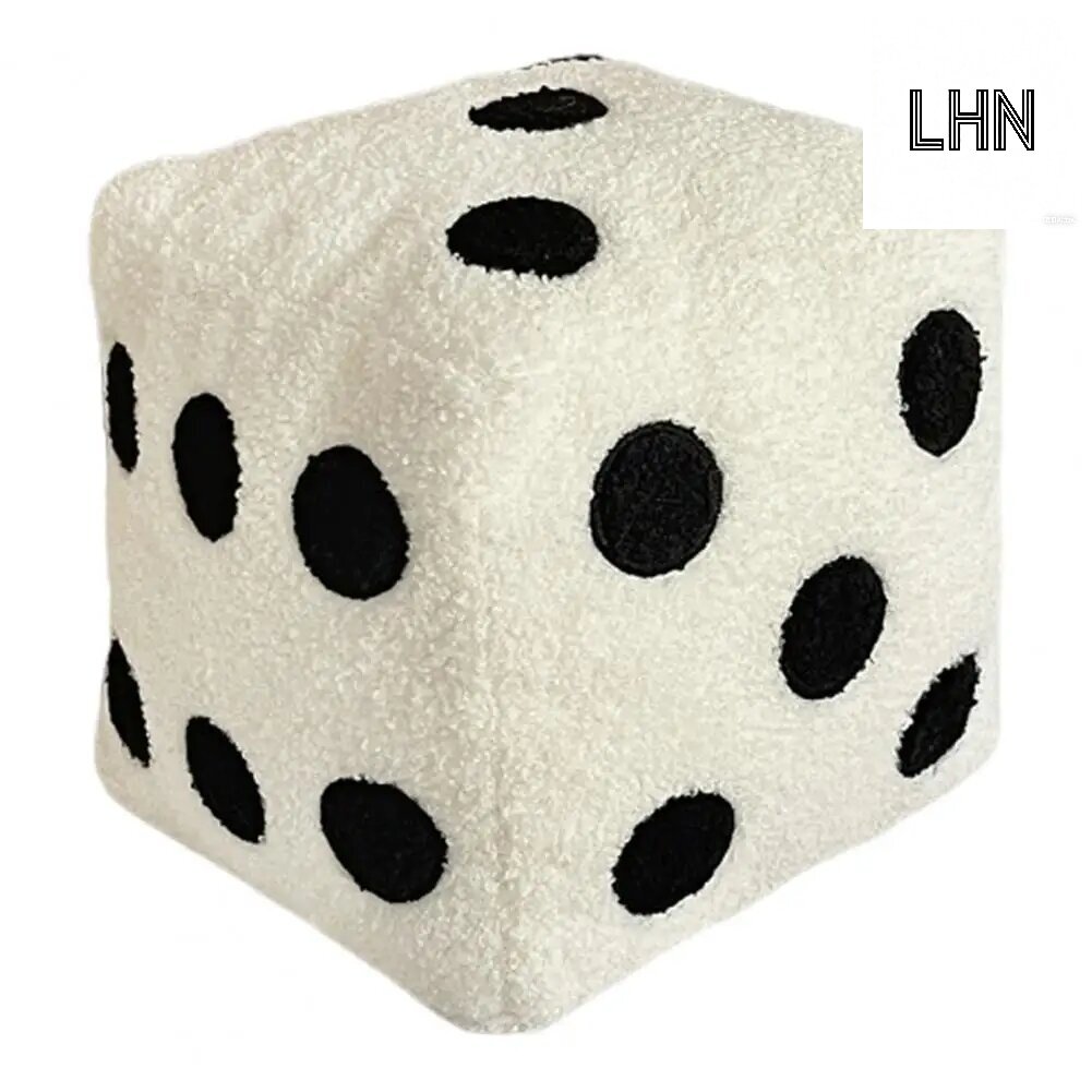 Плюшевая кубическая декоративная подушка "Кость", квадратная, белая