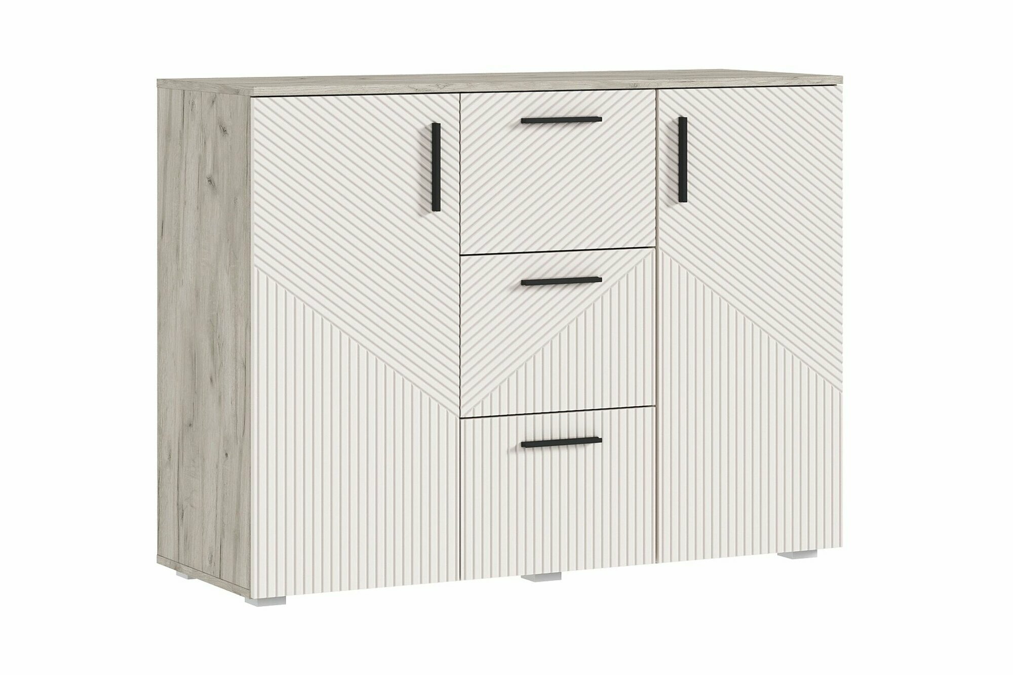 Комод Сильвия 3 ящика 2 двери 1200 Кашемир/Дуб Крафт серый