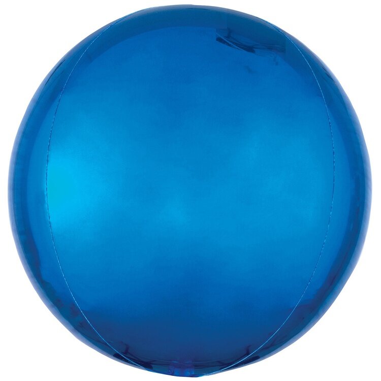 Воздушный шар Anagram 3D сфера, без рисунка, 16" Металлик Blue