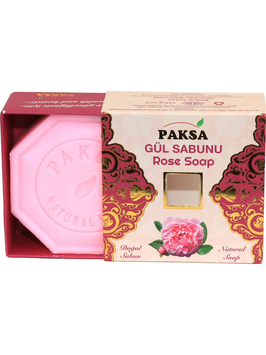 Мыло турецкое натуральное PAKSA "Роза", для комфортного снятия макияжа