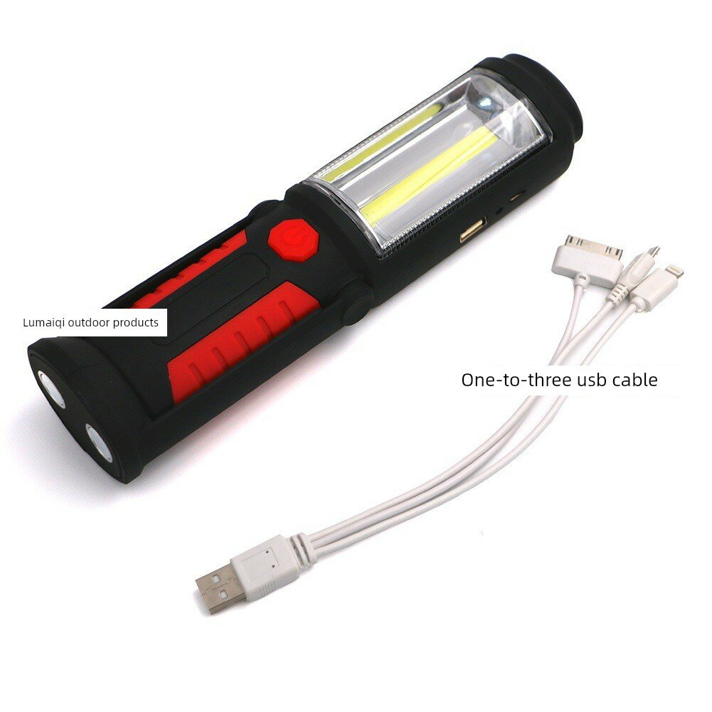 COB светодиодный переносной фонарь красный цвет, с USB-зарядкой и встроенным аккумулятором