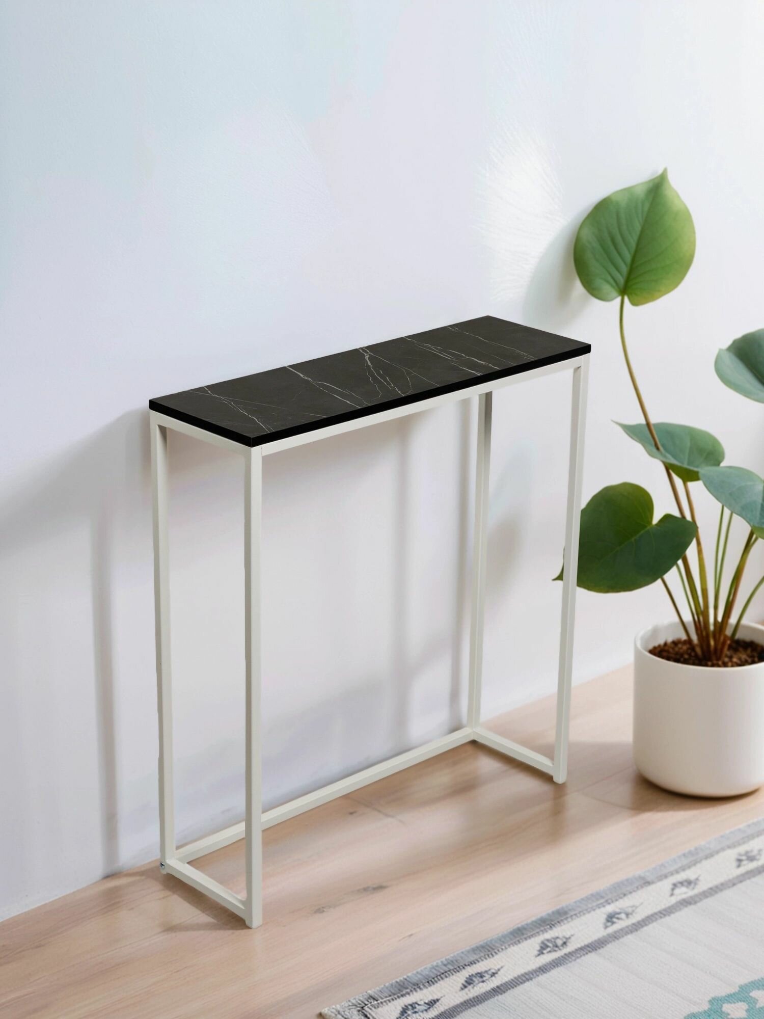 Консольный столик, Черный Мрамор, 85х80х25 см