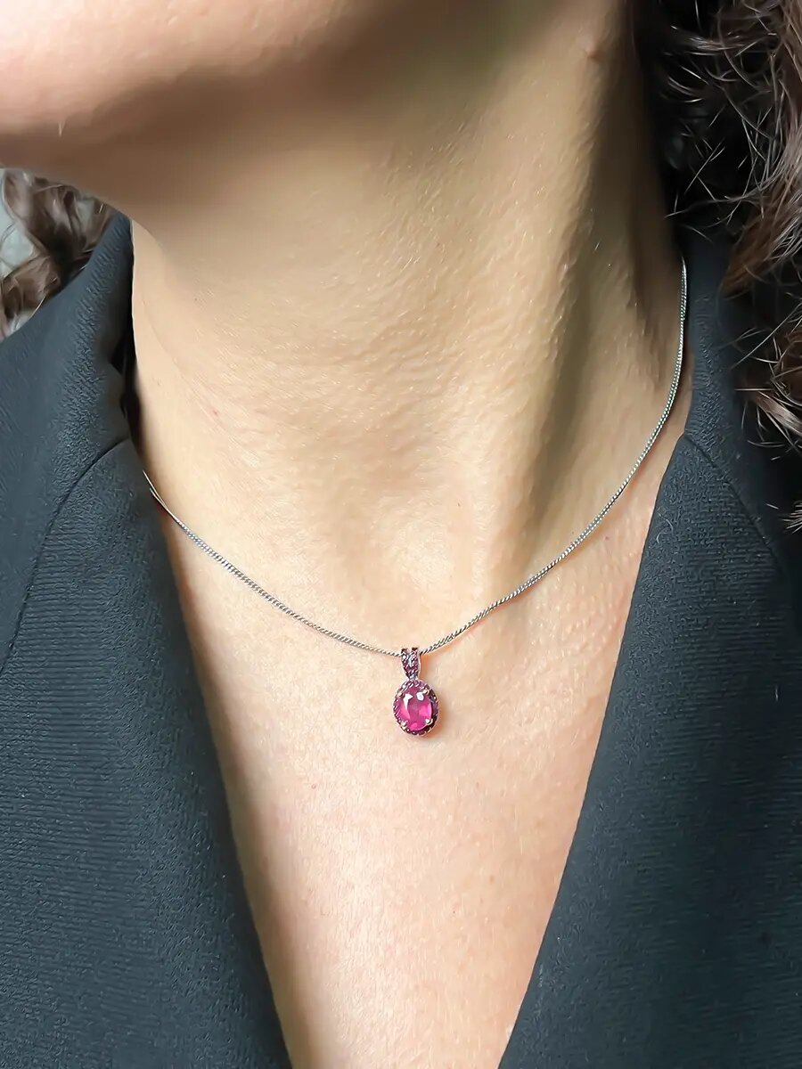 Подвеска, серебро, 925 проба, родирование, чернение, рубин