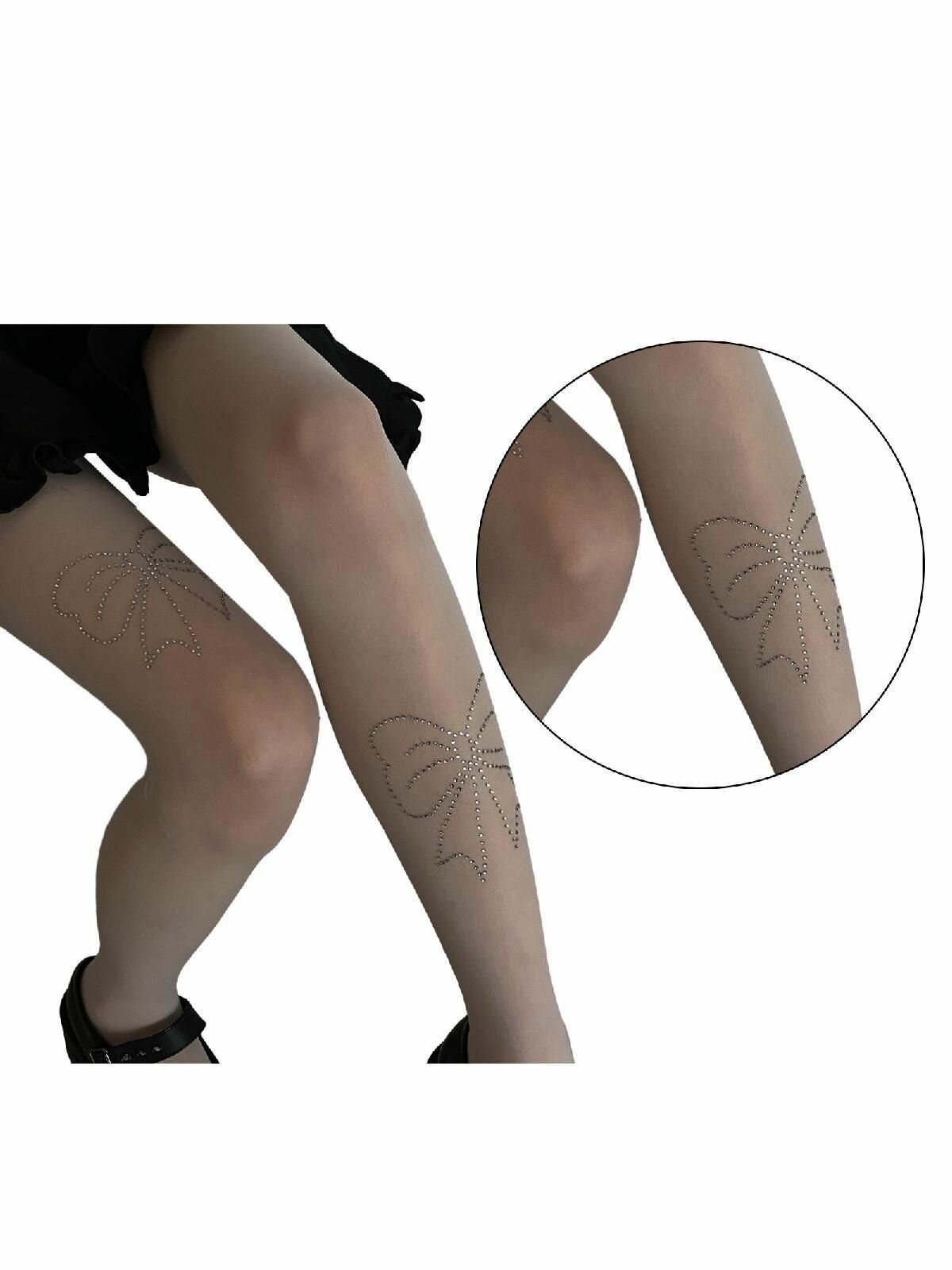 Женские летние блестящие колготы с бантом, Цвет