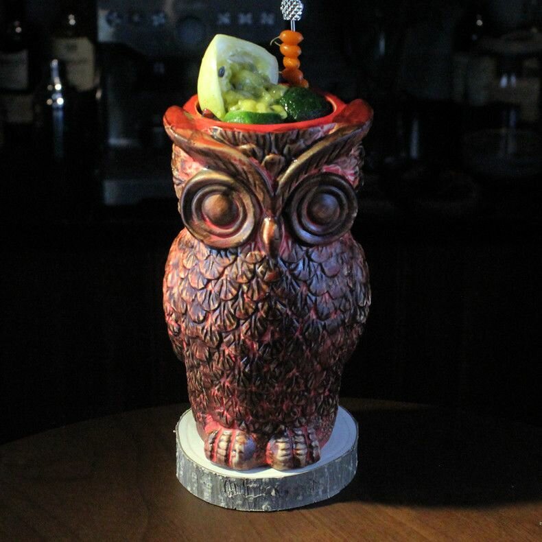 Милый зеленый коктейльный стакан с совой, гавайский тики-стакан, креативный персонализированный керамический стакан