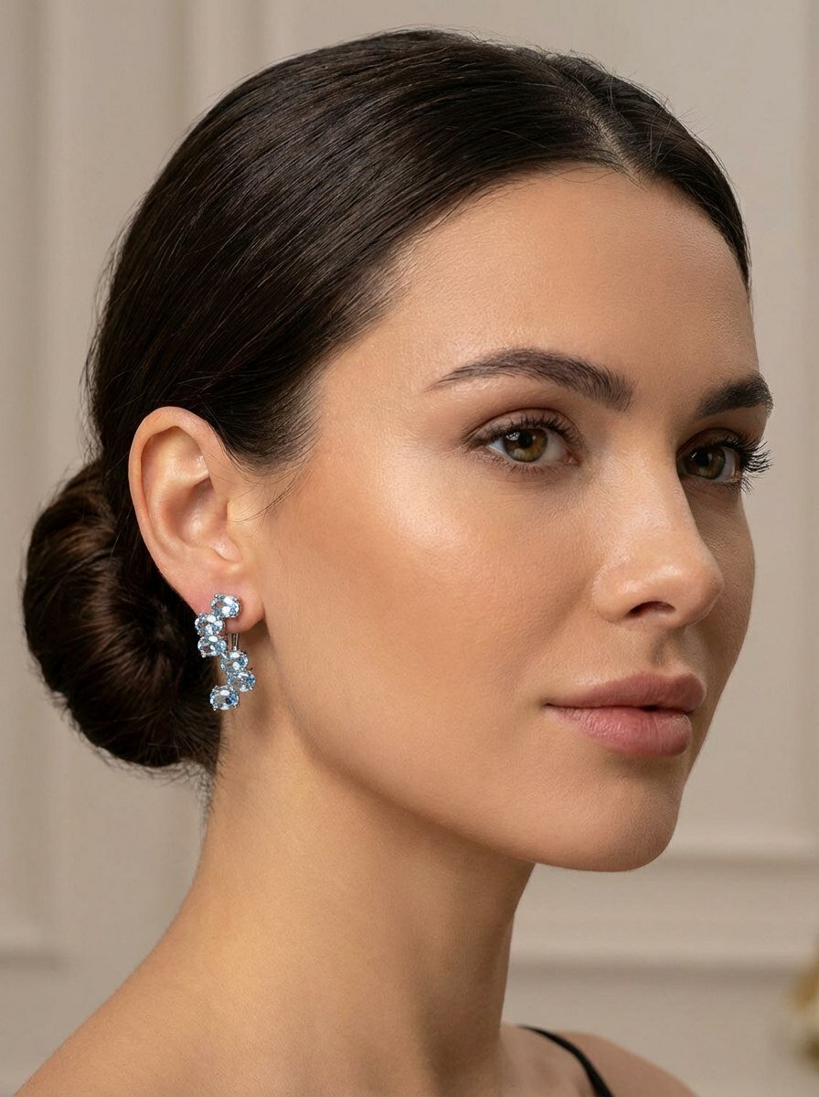 Серьги, серебро, 925 проба, родирование, топаз