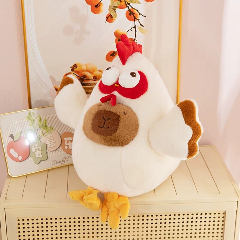 Забавная плюшевая игрушка-кукла в виде старой курицы с большими глазами, белый петух, мягкая игрушка, подарок для