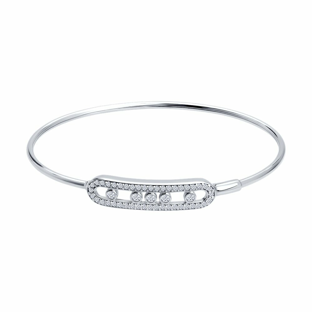 Браслет, серебро, 925 проба, родирование, фианит