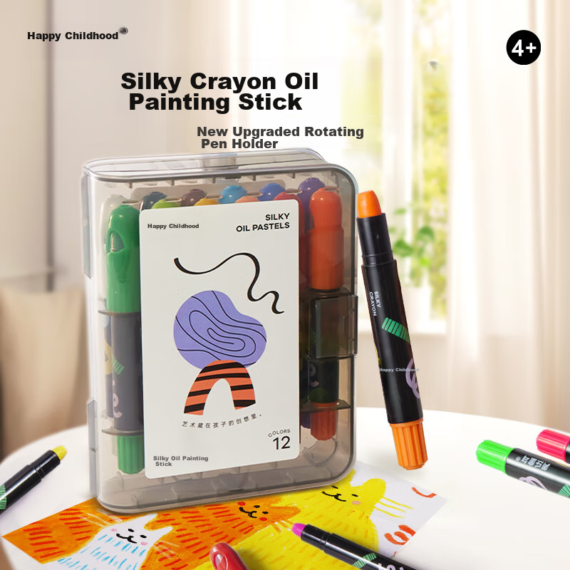 Meiluo Tongnian Smooth Oil Pastel Set, 12 Colors, Children's Water-Soluble Crayons, Non-Staining, Non-Toxic, Washable, for Kindergarten And Elementary School Students, Art Drawing Sticks, Colorful Sticks