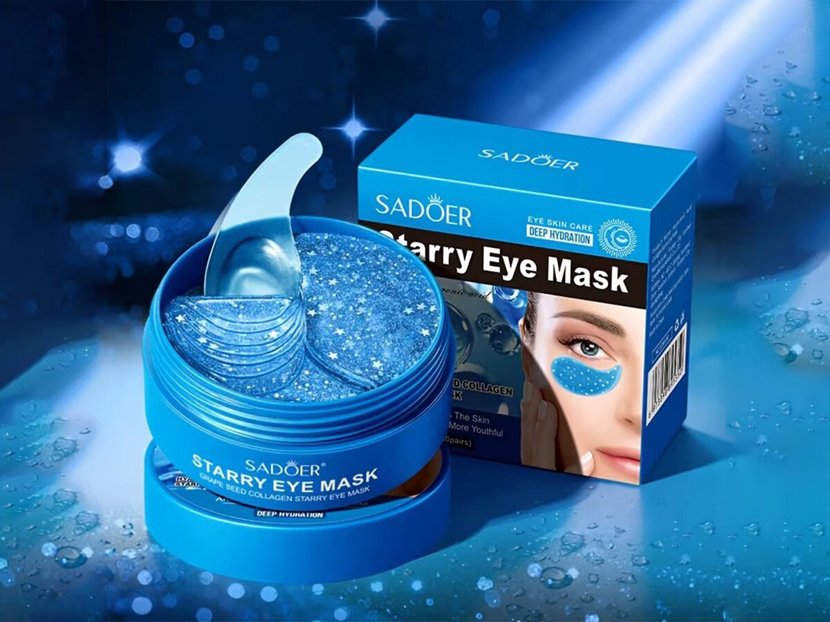 Гидрогелевые патчи для глаз SADOER с гиалуроновой кислотой и коллагеном, 60 шт.