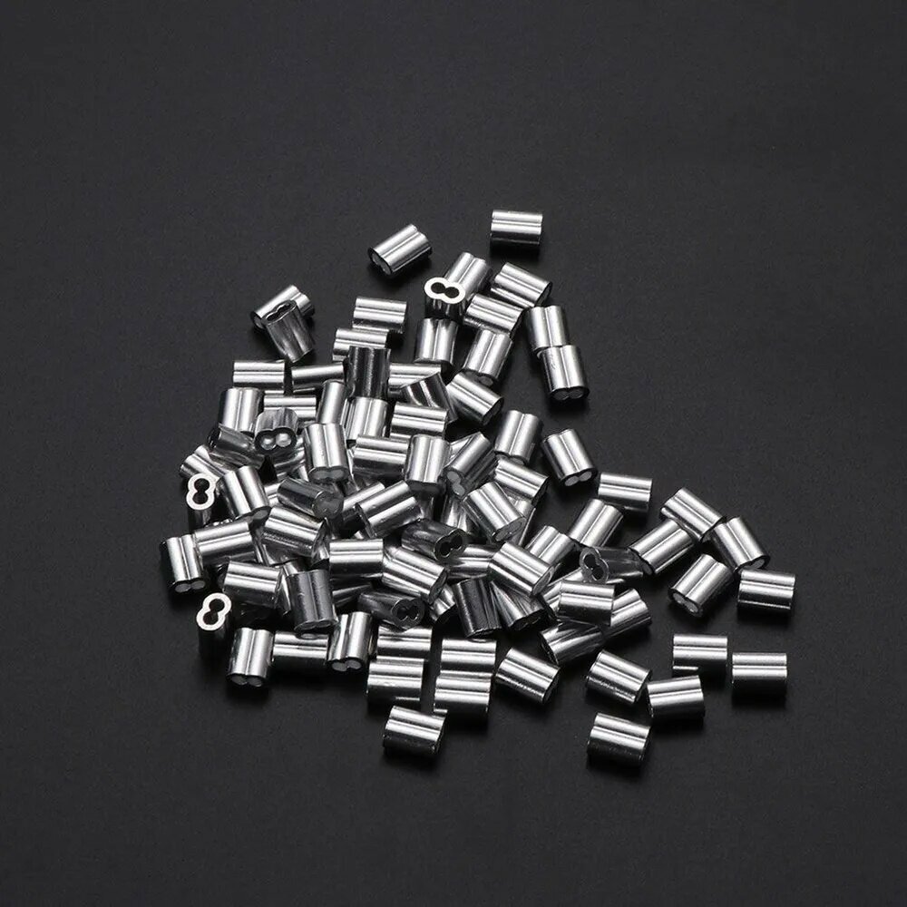 Комплект из 100 алюминиевых двойных зажимов для стальных тросов 3 мм для соединения