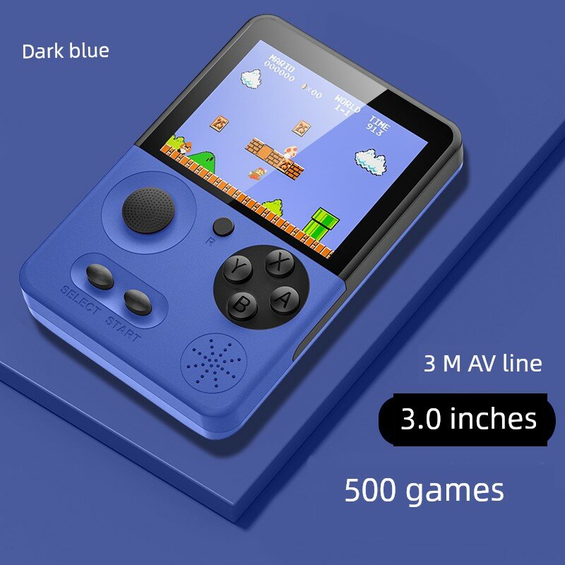 Супер игровая консоль с джойстиком темно-синего цвета, 500 в 1 для двух игроков