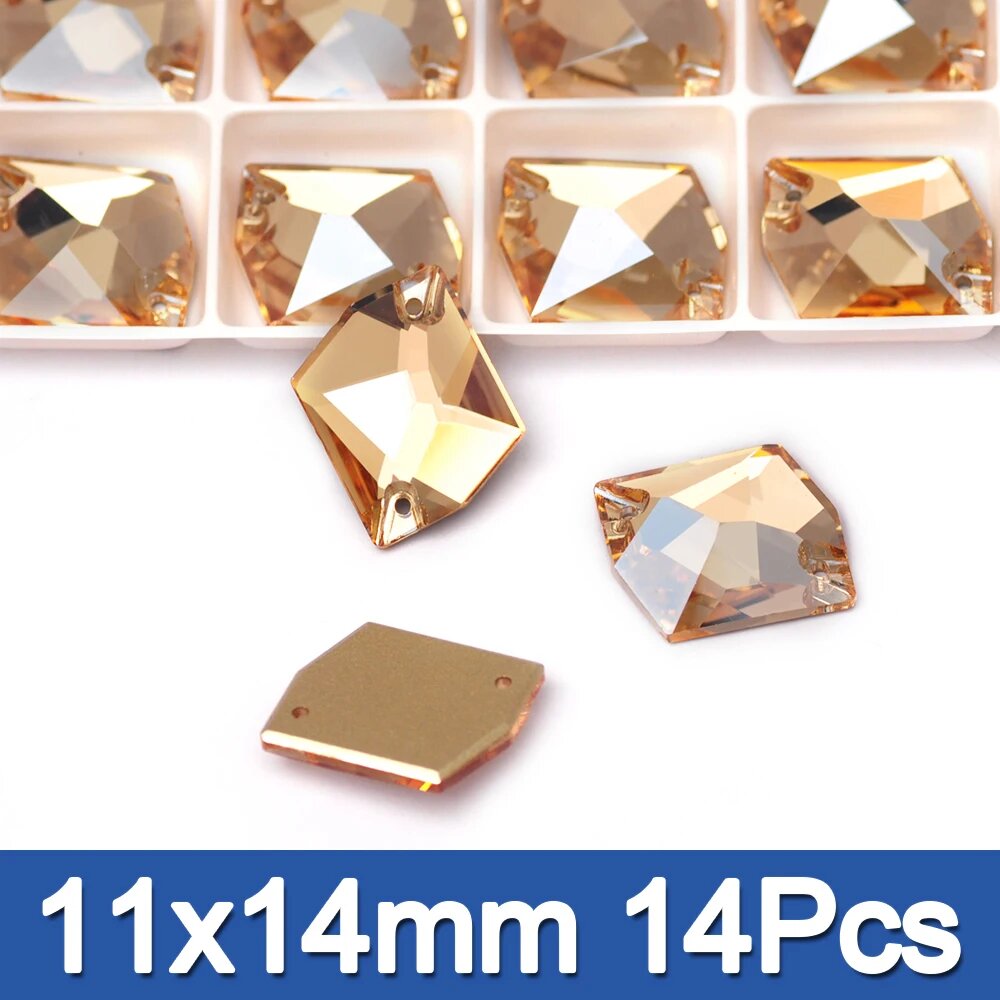 Золотые плоские стразы Cosmic 11x14mm 14шт