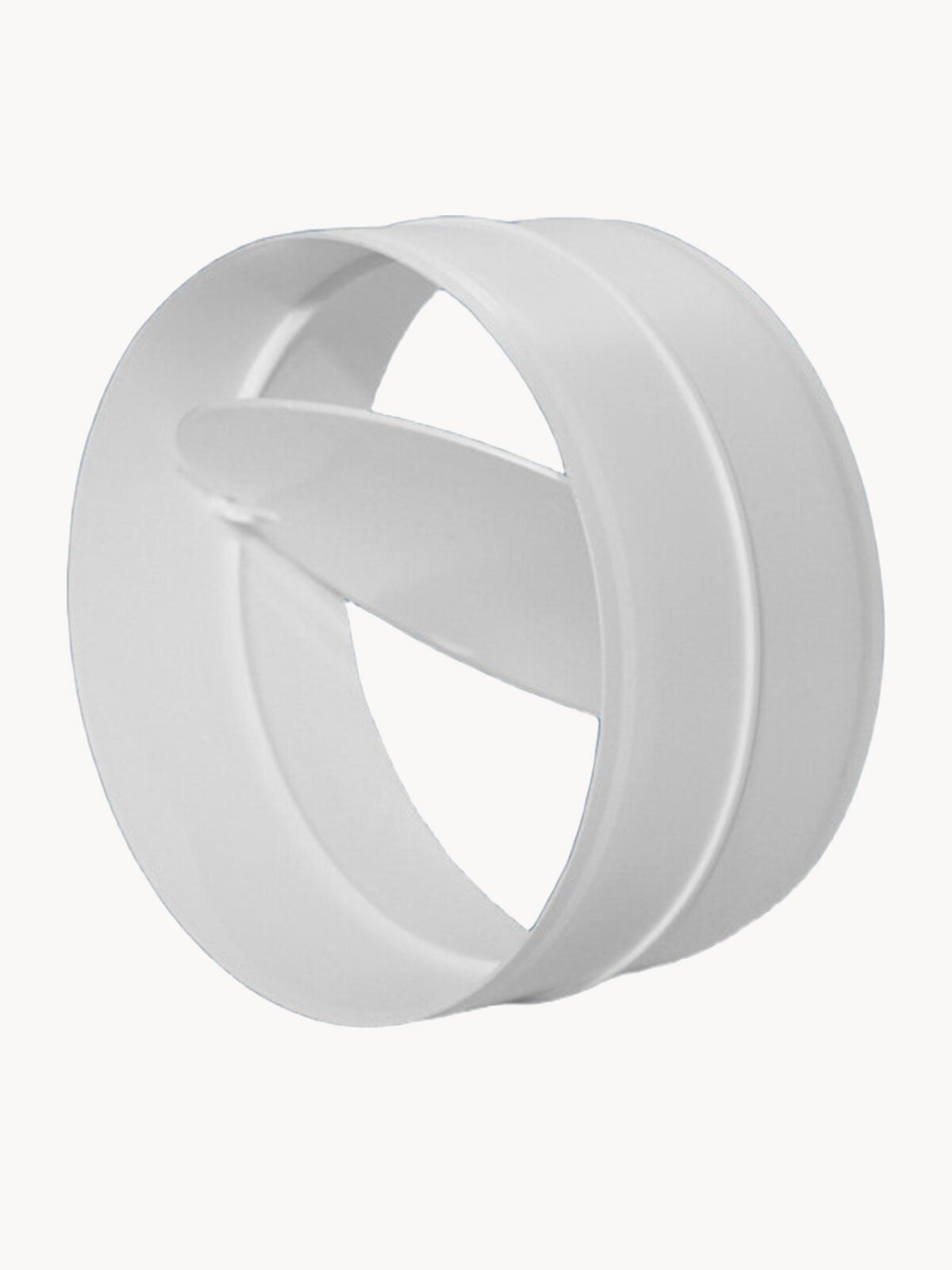 Соединитель круглых каналов с обратным клапаном D150 мм, полистирол ударопрочный, белый