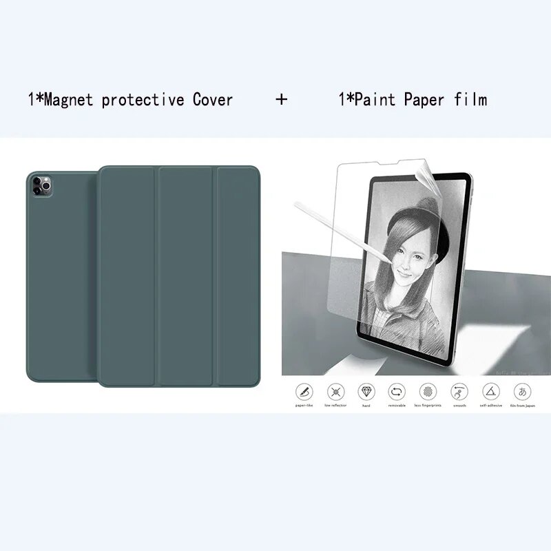 Smart Folio чехл для iPad Pro 13 (2025 M5) и iPad Pro 11 (4-го Pro 11 2025 2024, Dark Green F