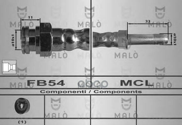 Шланг тормозной передн. Skoda Felicia I, II 94-01 Malo арт. 80256