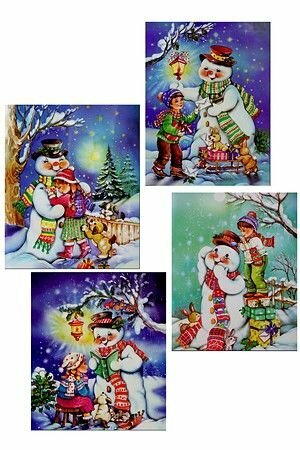 Набор наклеек на окна снеговички - новогодние волшебники, 30х42 см, 4 шт, Peha Magic JC-10070-набор