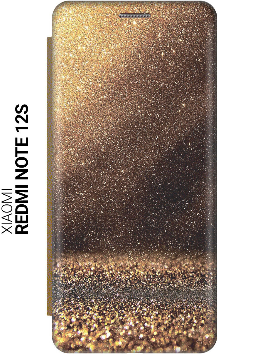 Чехол-книжка на Xiaomi Redmi Note 12s / Сяоми Редми Ноут 12с с рисунком "Золотая пыль" золотистый