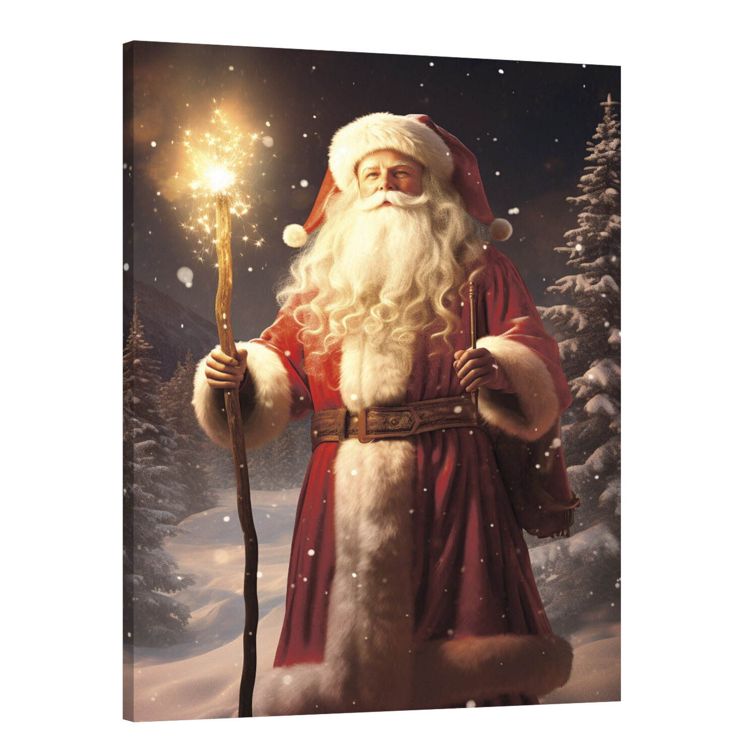 Интерьерная картина 50х70 "Снежный Дед Мороз и его волшебный посох"