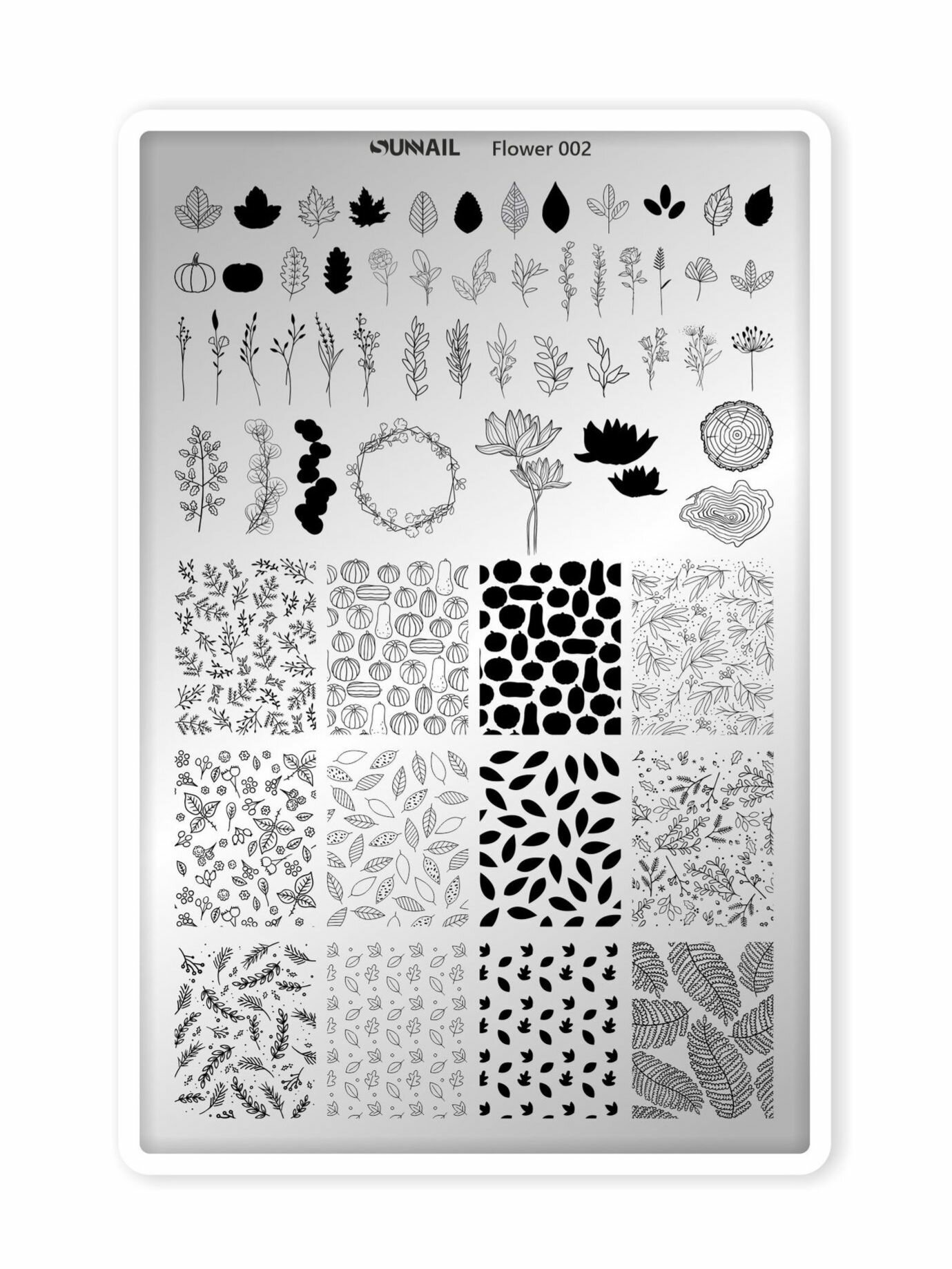 Sunnail Пластина для стемпинга Flowers 002